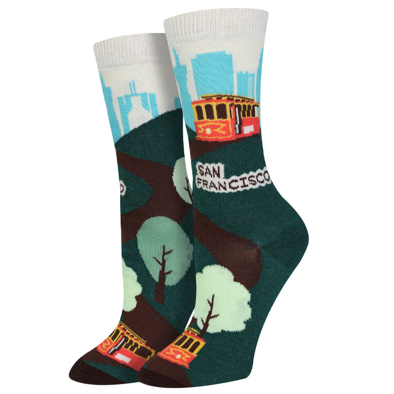 Ladies San Francisco Cable Car Sockso Destination Socks – Sock Harbor