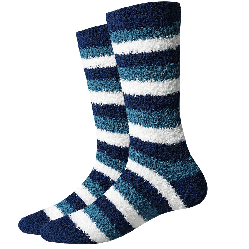 Fuzzy Navy Blue Stripes – Sock Harbor